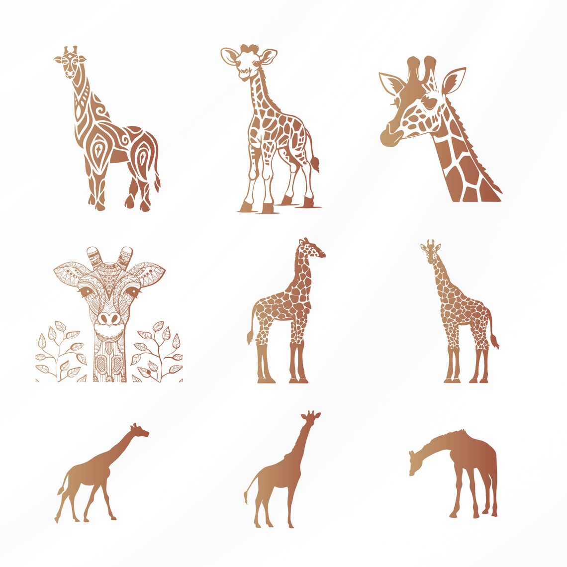 Giraffe Svg Bundle, Cute Giraffe Clipart for Cricut, Animal Cut Files ...