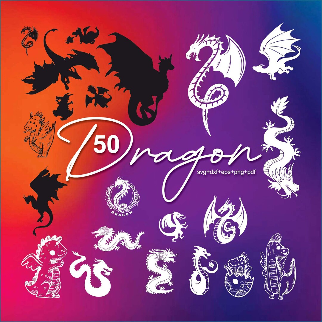 Dragon Svg Bundle, Dragon Clipart for Cricut, Dragon Silhouette, Dragon ...