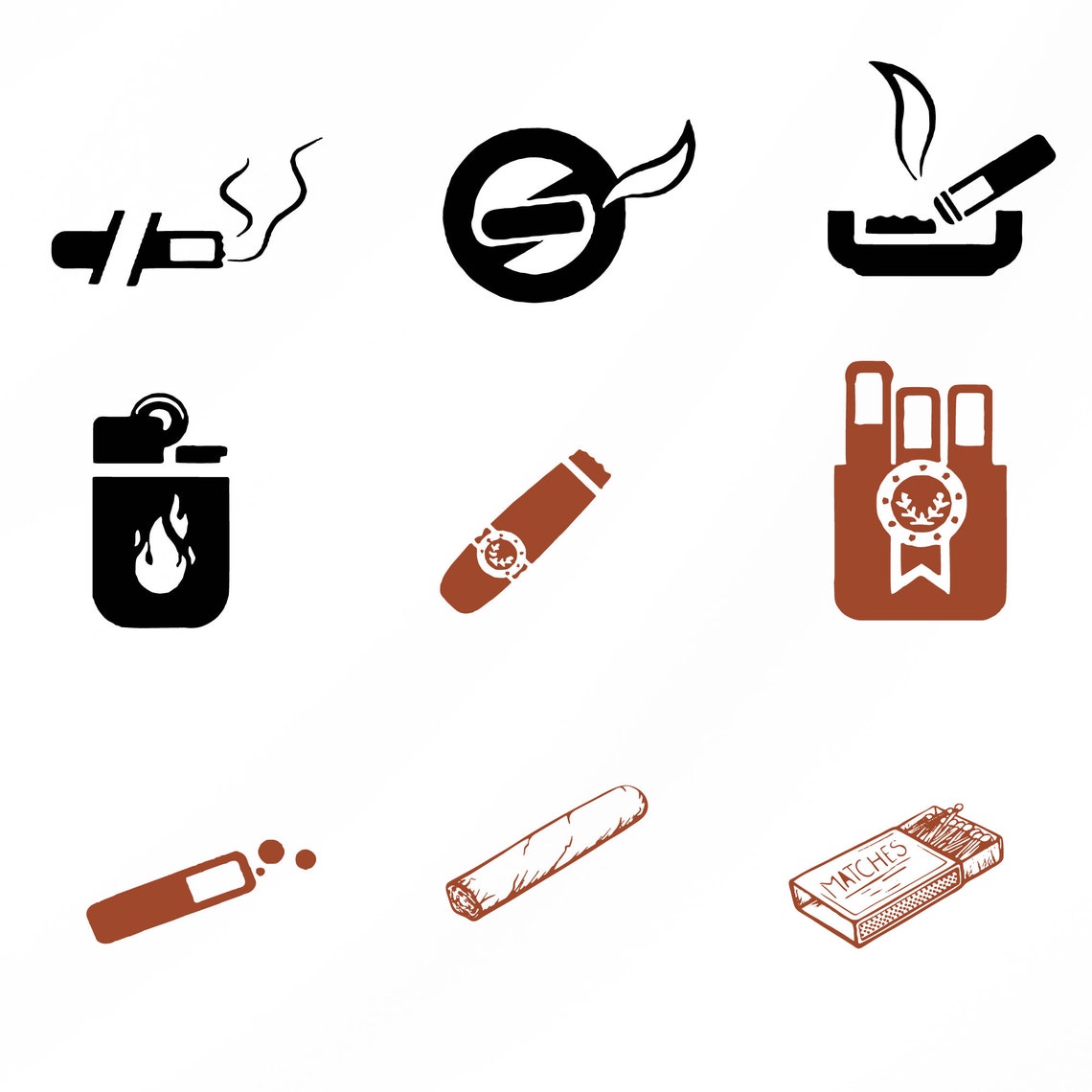 Cigar Svg Bundle, Smoke Clipart for Cricut, Tobacco Silhouette, Cigar ...