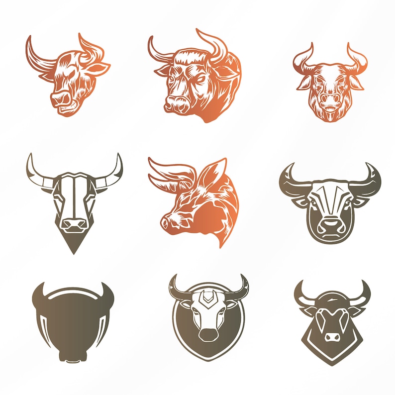 Bull Svg Bundle, Bull Head Clipart for Cricut, Bull Silhouette, Farm ...