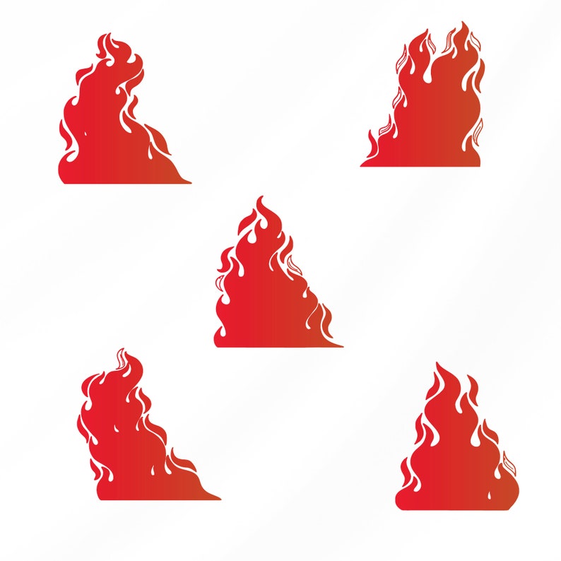 Fire Svg Bundle, Flames Clipart for Cricut, Fire Flames Silhouette ...