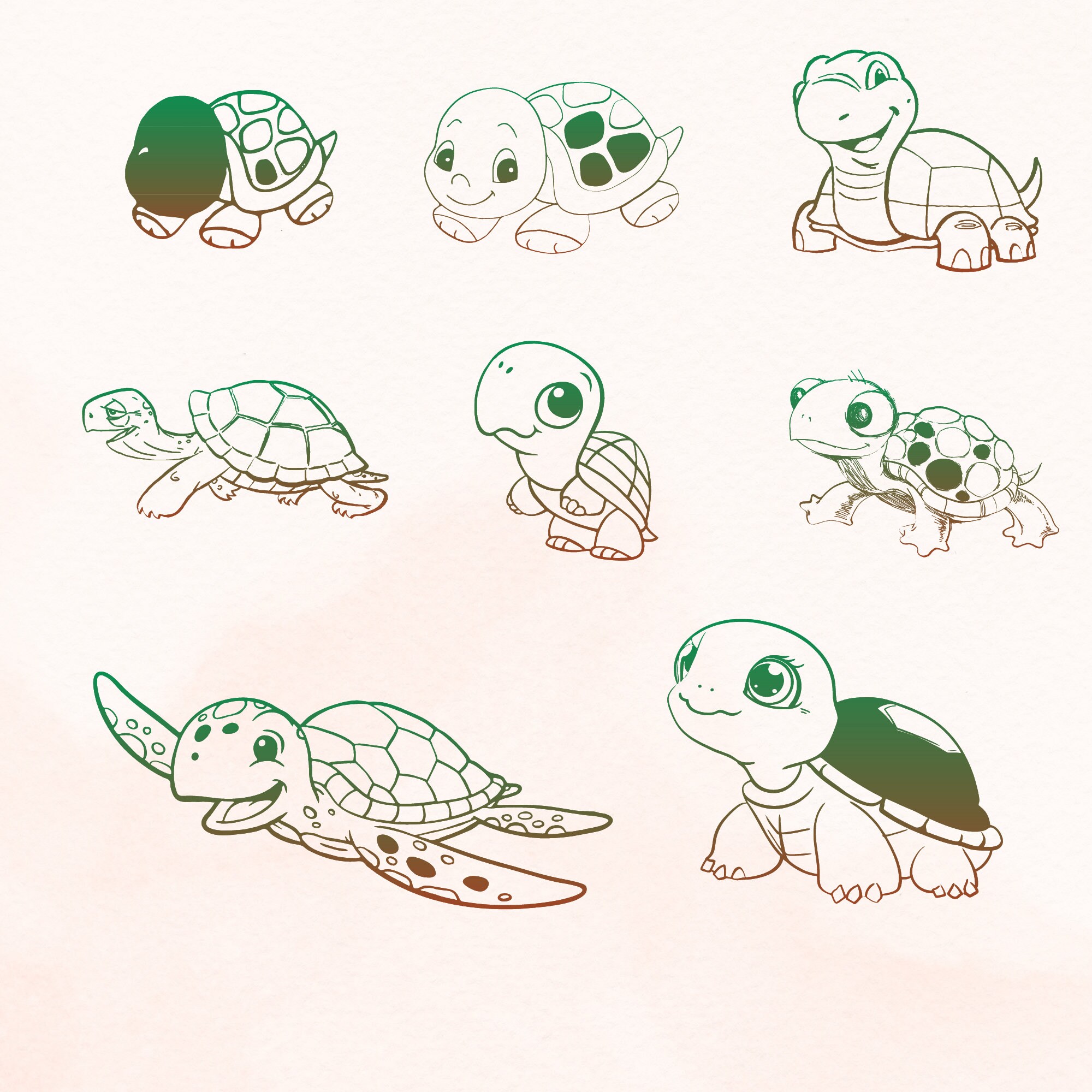 Turtle Svg Bundle, Sea Turtle Clipart for Cricut, Tortoise Silhouette ...