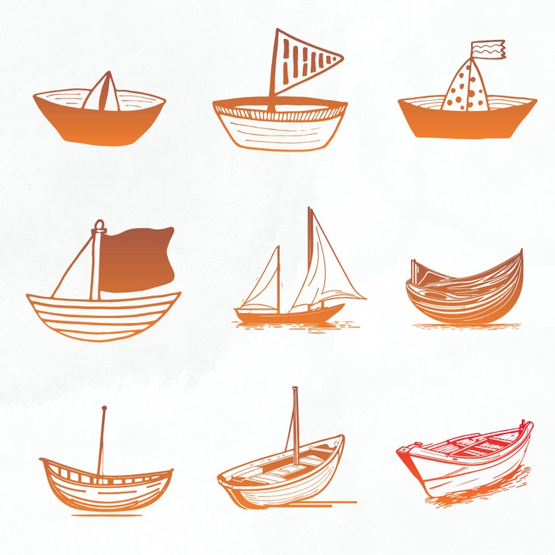 Boat Bundle, Sail Boat Clipart for Cricut, Speed Boat Silhouette, Ship ...