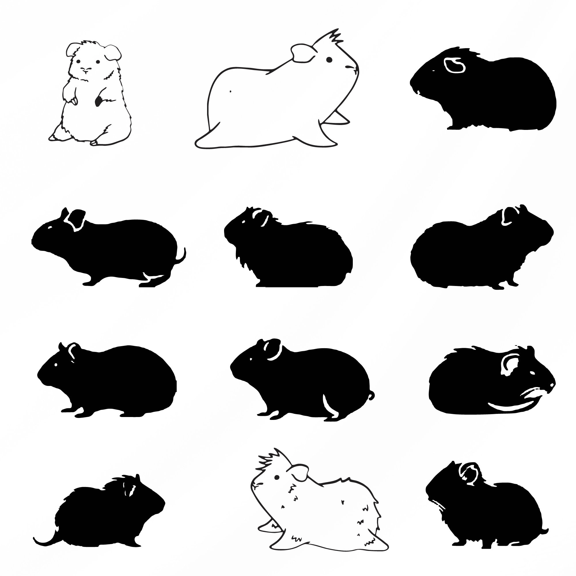 Guinea Pig Svg Bundle, Pig Clipart for Cricut, Cute Pig Silhouette ...