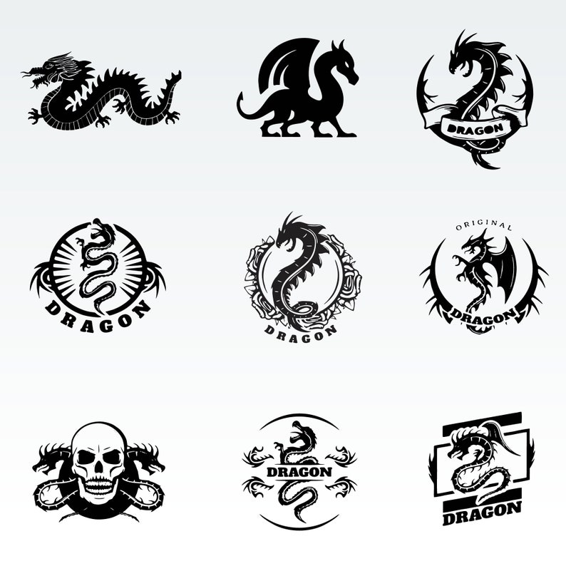 Dragon Svg Bundle, Dragon Clipart for Cricut, Dragon Silhouette, Dragon ...