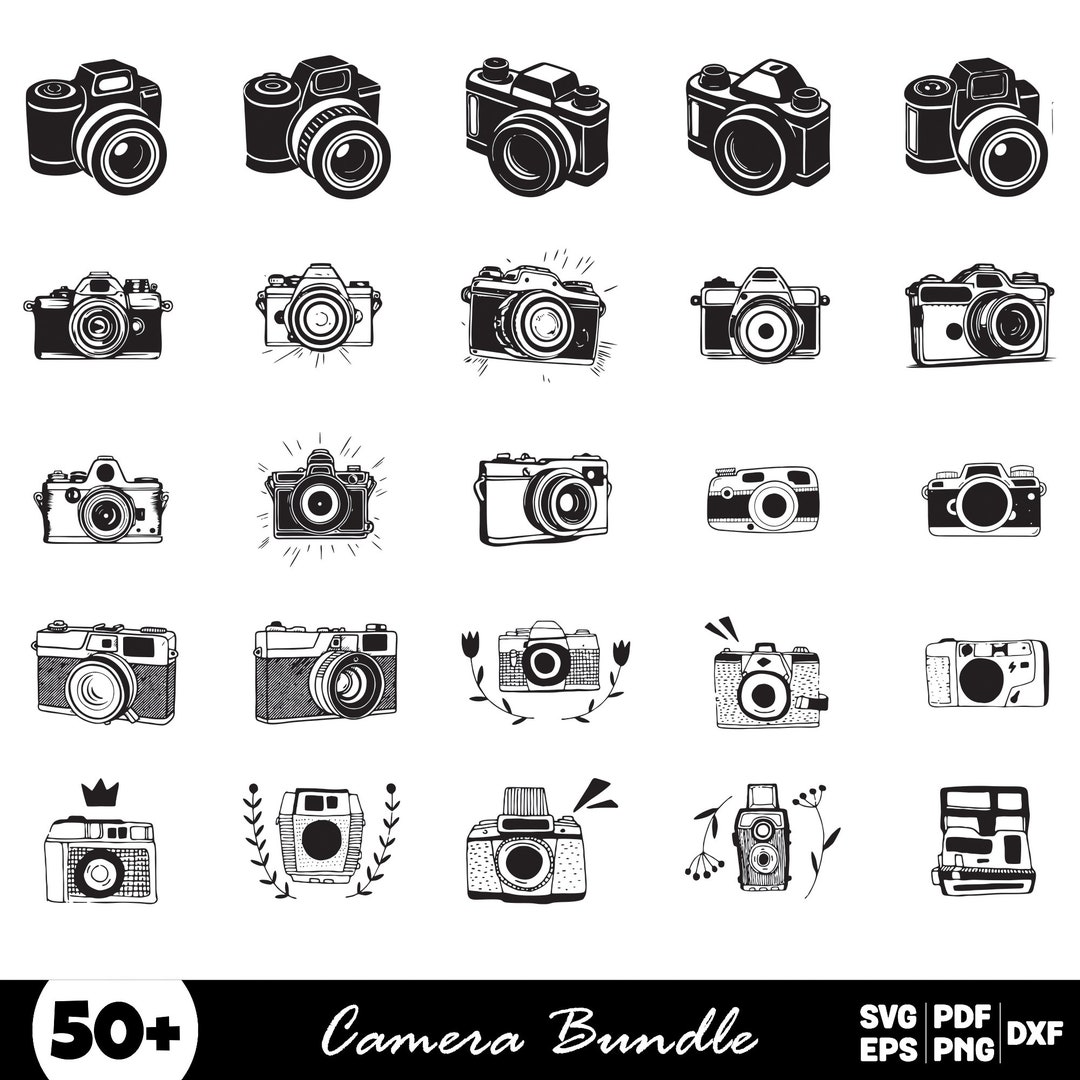 Camera Svg Bundle, Camera Clipart for Cricut, Flory Camera Vector ...