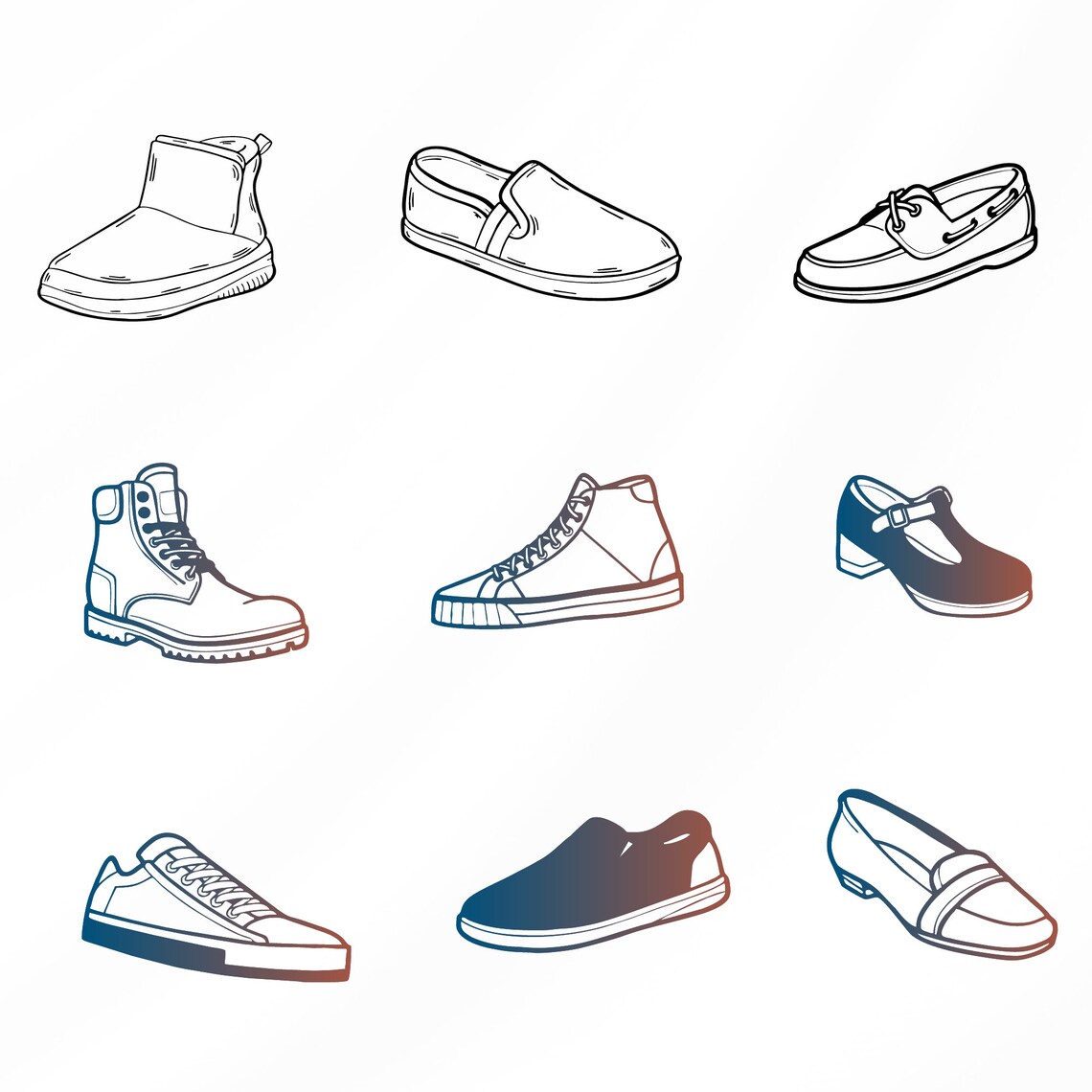 Shoes Svg Bundle, Sneaker Clipart for Cricut, Runnig Shoes Silhouette ...
