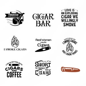 Cigar Svg Bundle, Smoke Clipart for Cricut, Tobacco Silhouette, Cigar ...