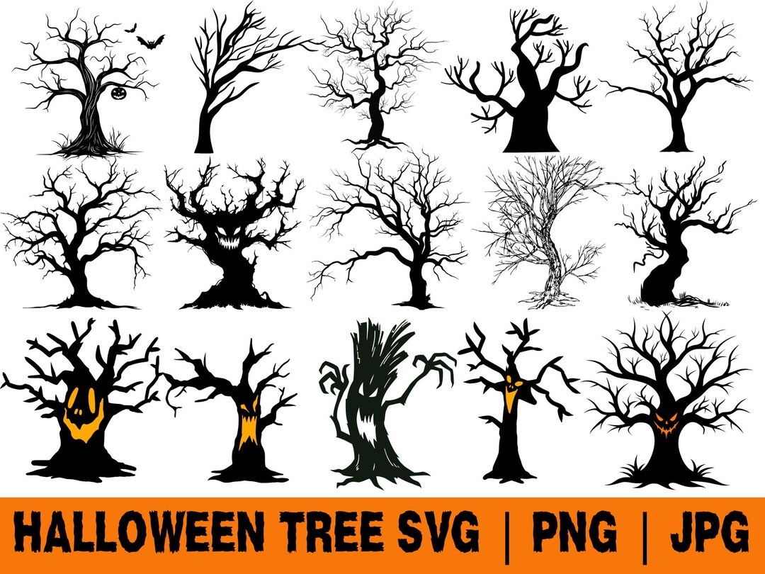 Spooky Trees Svg, Halloween Trees Svg, Angry Halloween Trees Bundle Svg ...