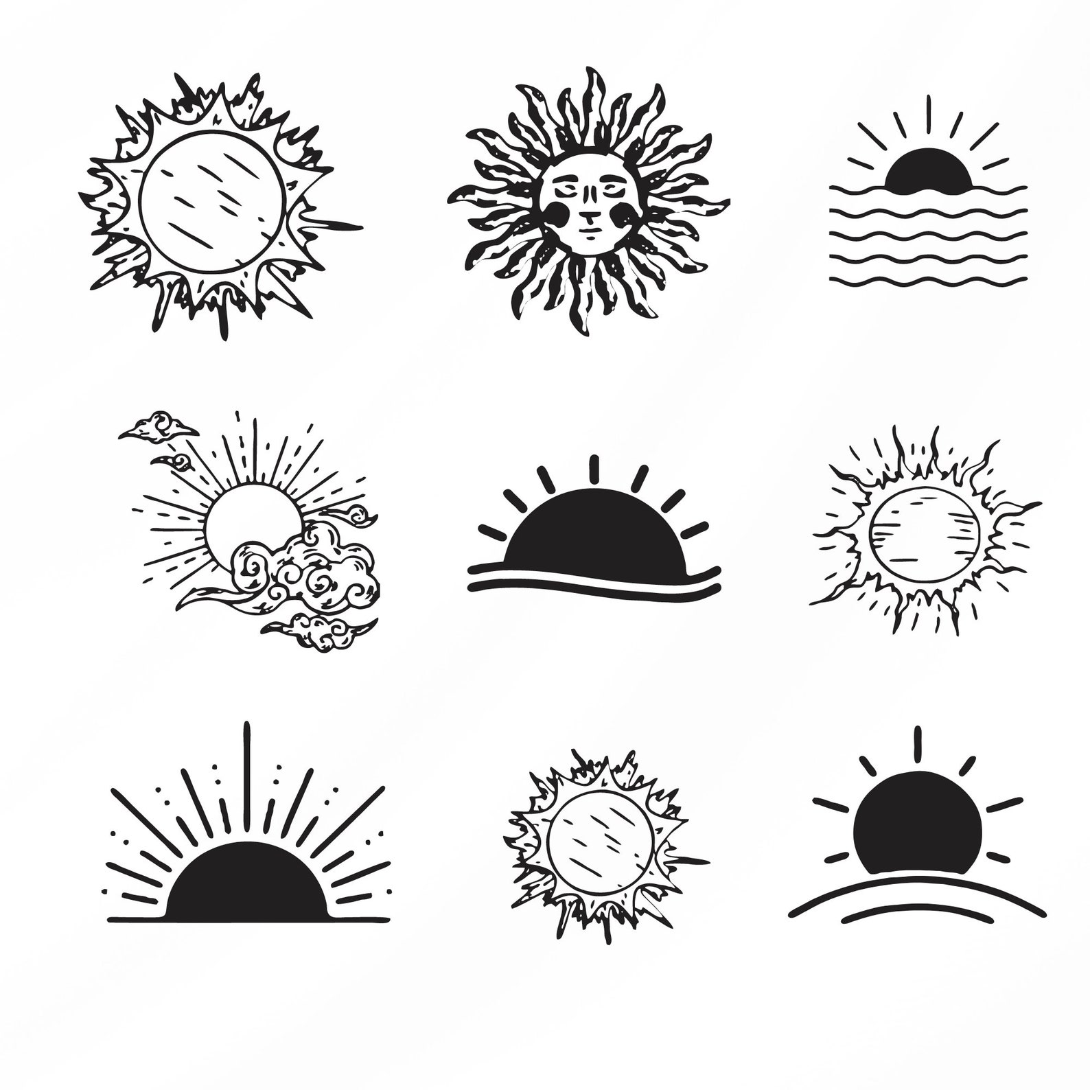 Sun Rise Svg Bundle, Sun Rise Clipart for Cricut, Sunrise Vector, Sun ...