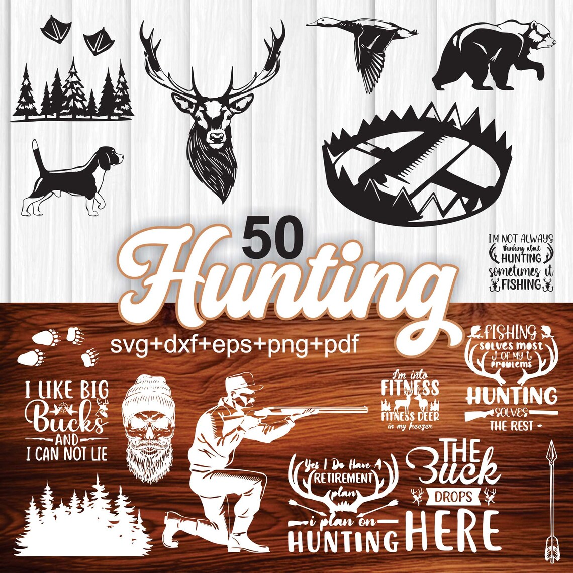 Hunting Svg Bundle, Hunter Clipart for Cricut, Hunting Silhouette, Deer ...