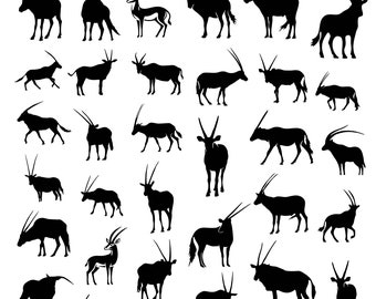 Oryx Svg Bundle, Oryx Clipart for Cricut, Animal Silhouette, Oryx ...
