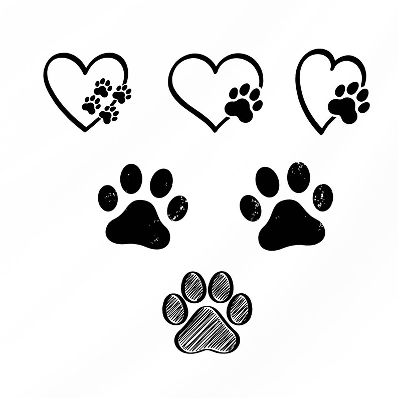 Paw Print Svg Bundle, Dog Paw Clipart for Cricut, Paw Print Vector ...