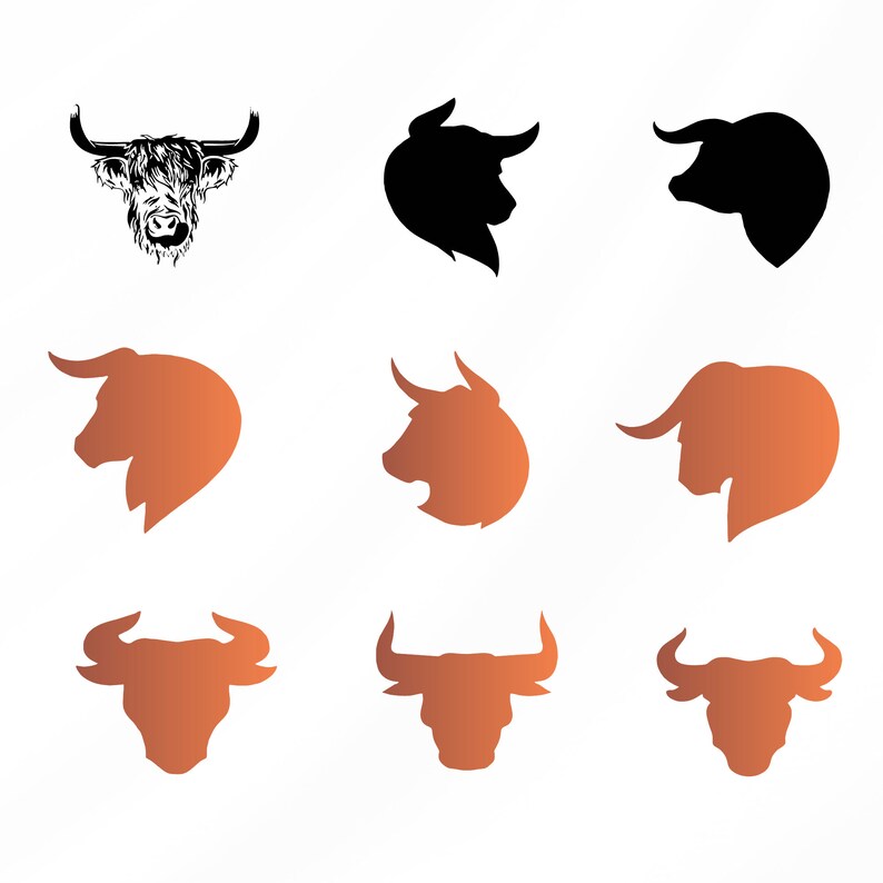 Bull Svg Bundle, Bull Head Clipart for Cricut, Bull Silhouette, Farm ...