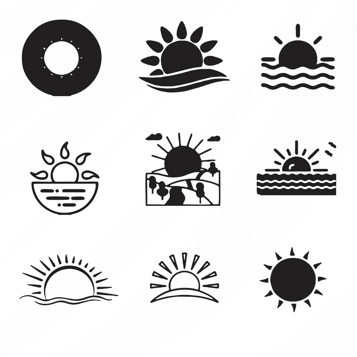 Sun Rise Svg Bundle, Sun Rise Clipart for Cricut, Sunrise Vector, Sun ...