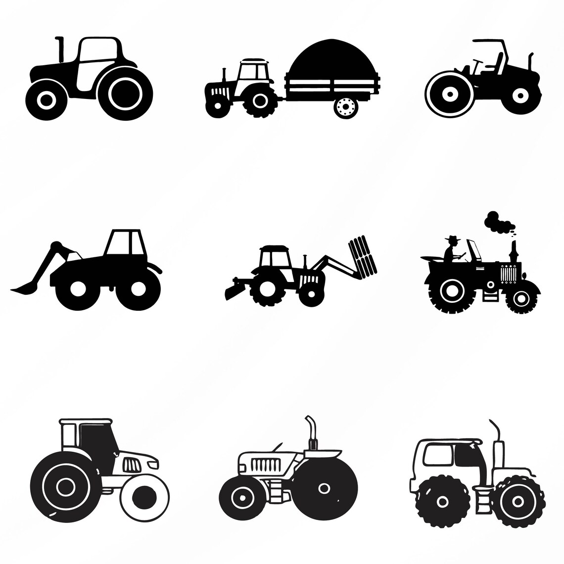 Tractor Svg Bundle, Tractor Clipart for Cricut, Farm Tractor Vector ...