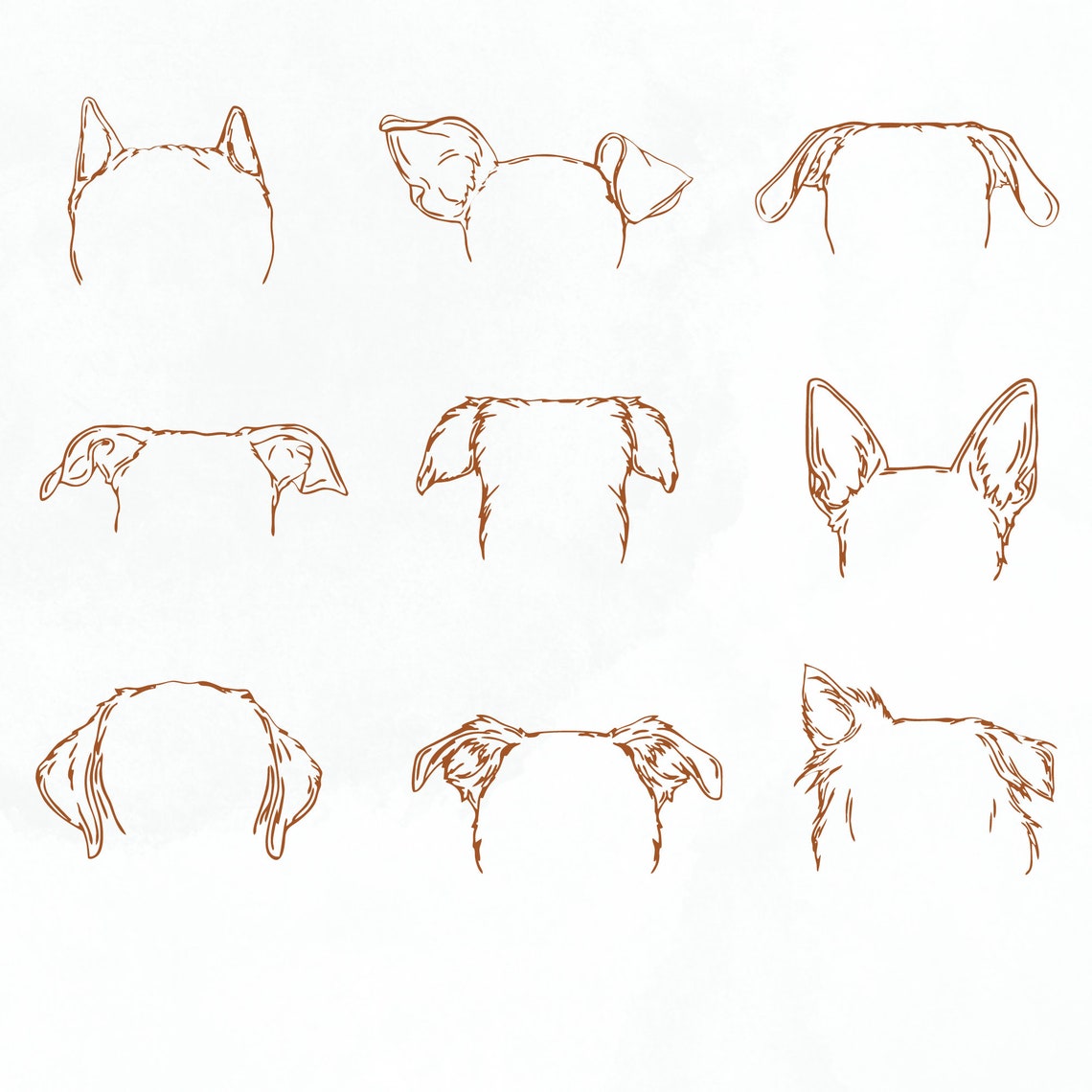 Dog Breed Ears Svg Bundle, Dog Ear Outline Clipart for Cricut, Dog Ear ...