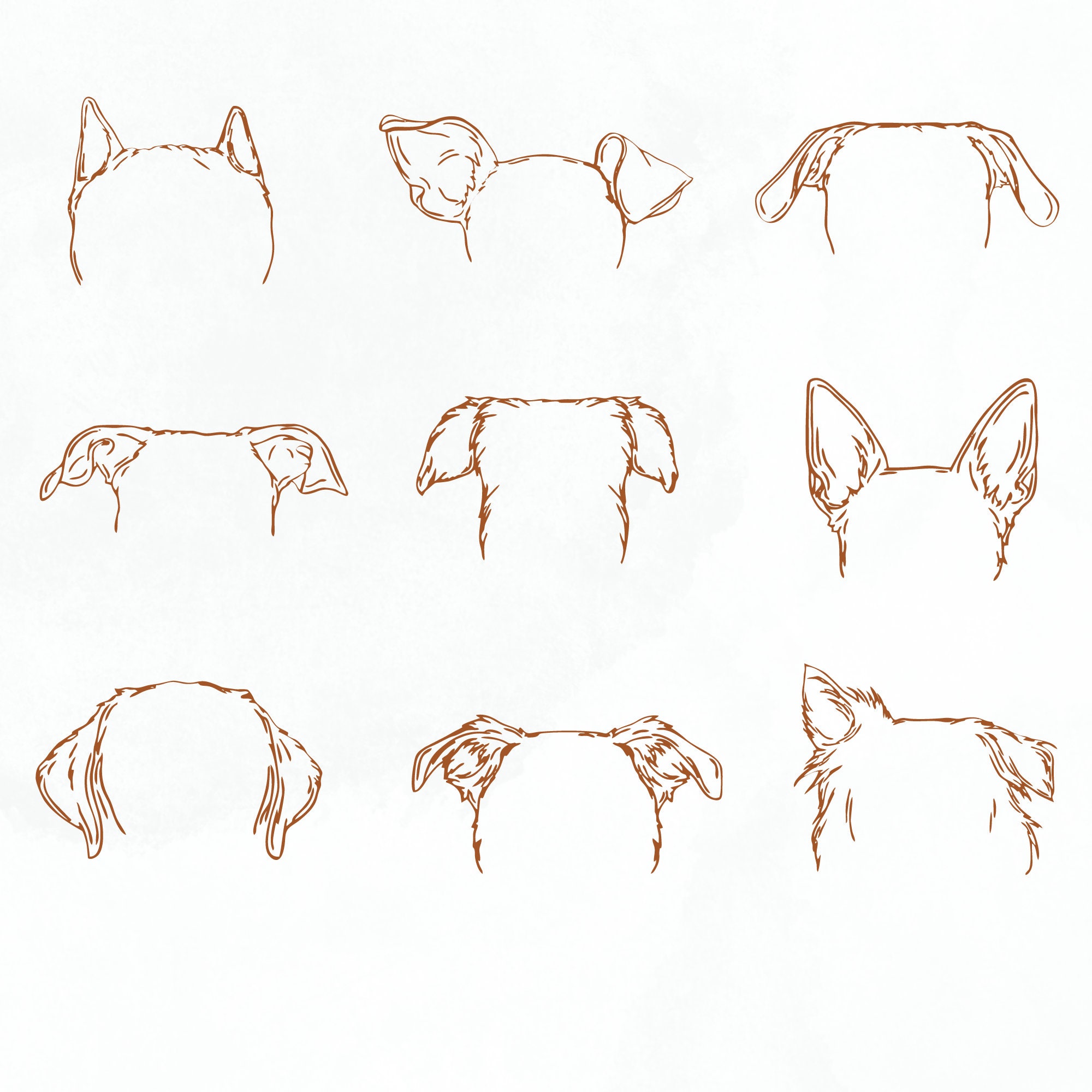 Dog Breed Ears Svg Bundle, Dog Ear Outline Clipart for Cricut, Dog Ear ...