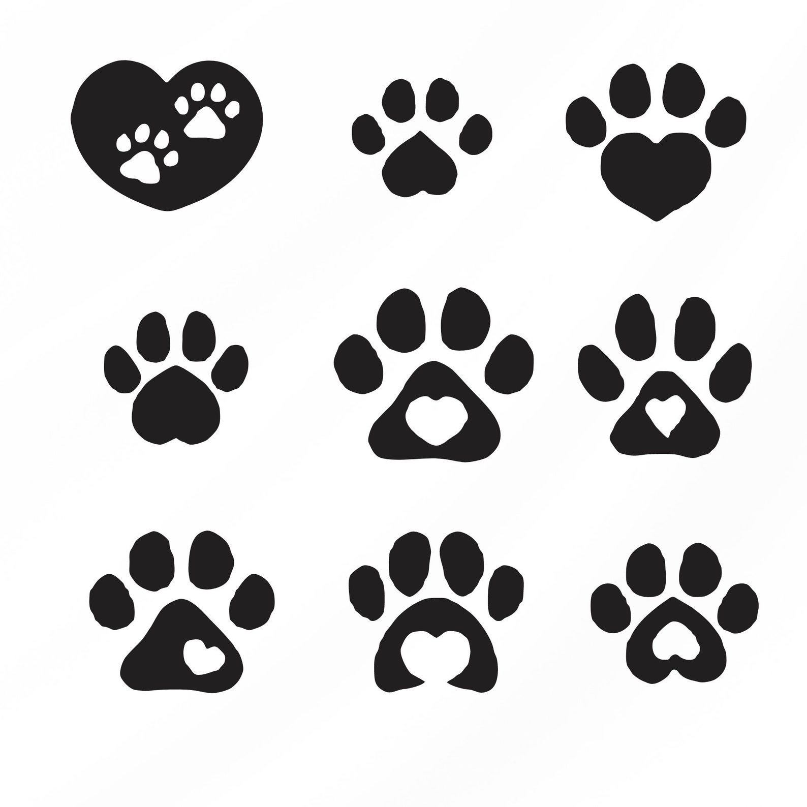 Paw Print Svg Bundle, Dog Paw Clipart for Cricut, Paw Print Vector ...