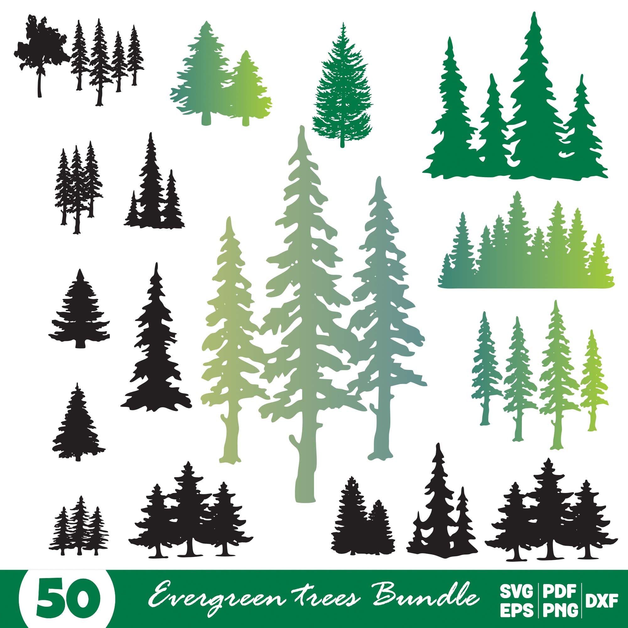 Evergreen Trees Svg Bundle, Pine Tree Clipart for Cricut, Evergreen ...