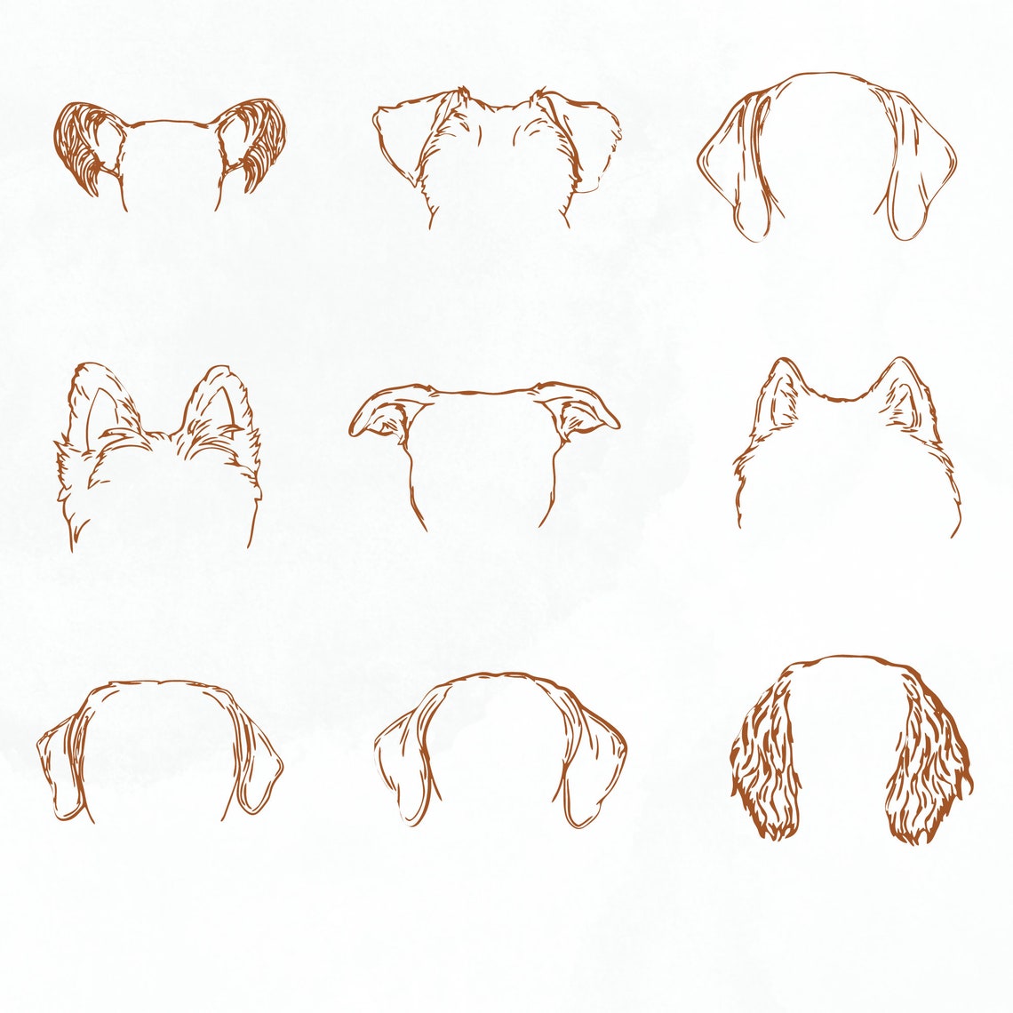Dog Breed Ears Svg Bundle, Dog Ear Outline Clipart for Cricut, Dog Ear ...