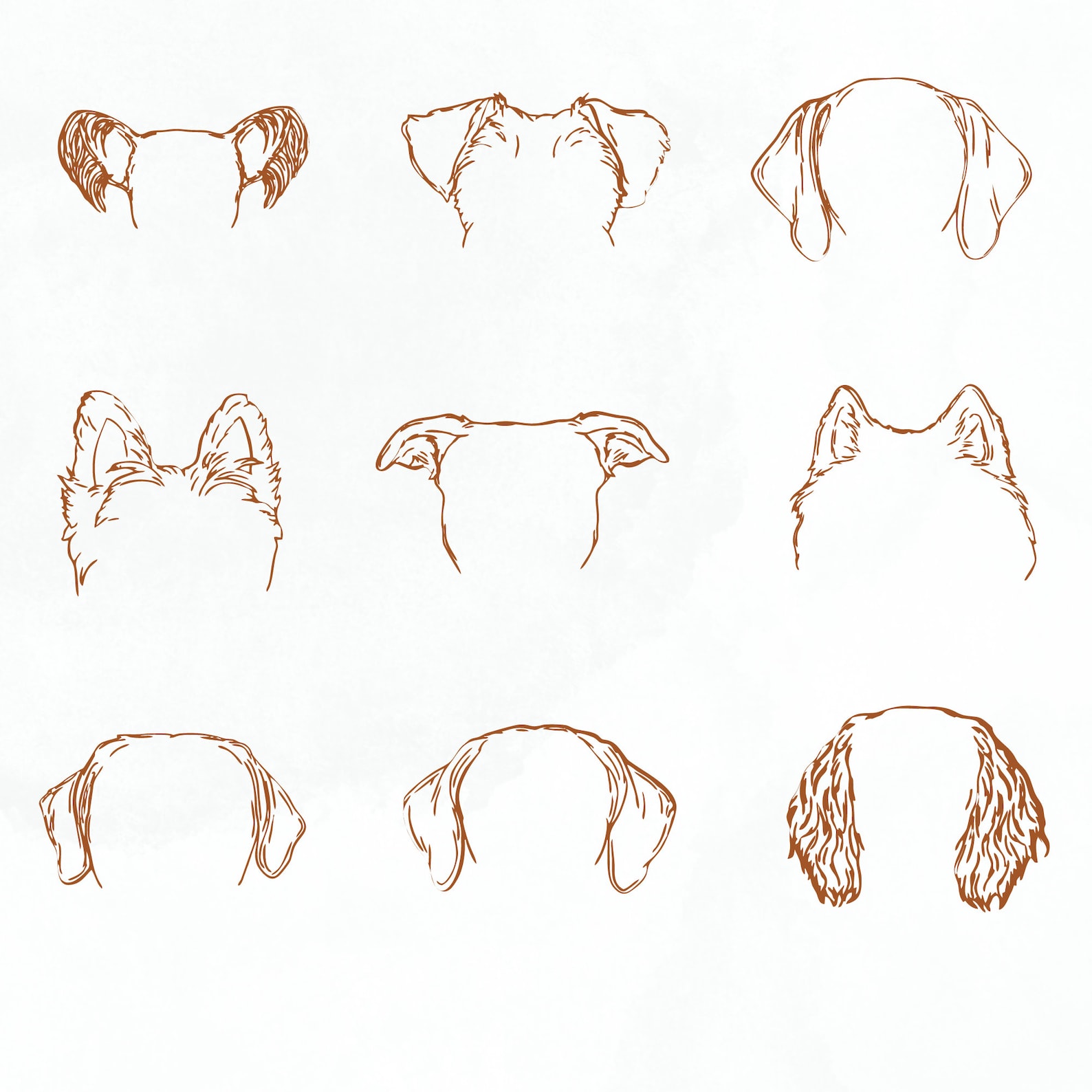 Dog Breed Ears Svg Bundle, Dog Ear Outline Clipart for Cricut, Dog Ear ...