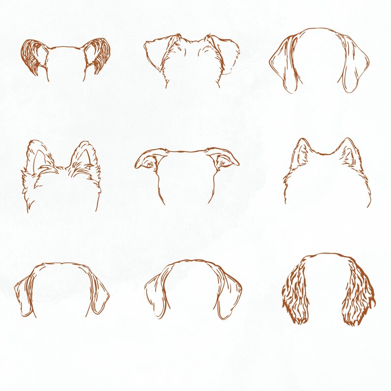 Dog Breed Ears Svg Bundle, Dog Ear Outline Clipart for Cricut, Dog Ear ...