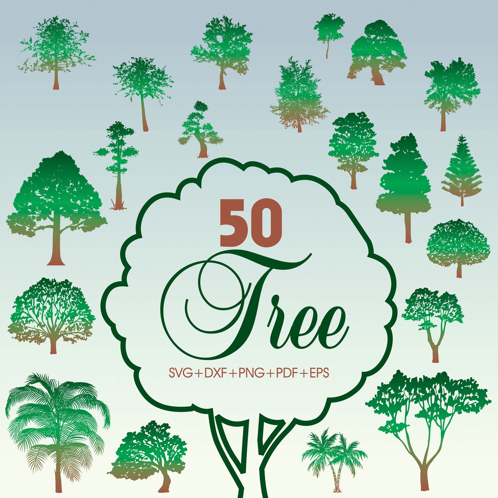 Tree Svg Bundle, Tree Clipart for Cricut, Tree Cut Files, Forest Tree ...
