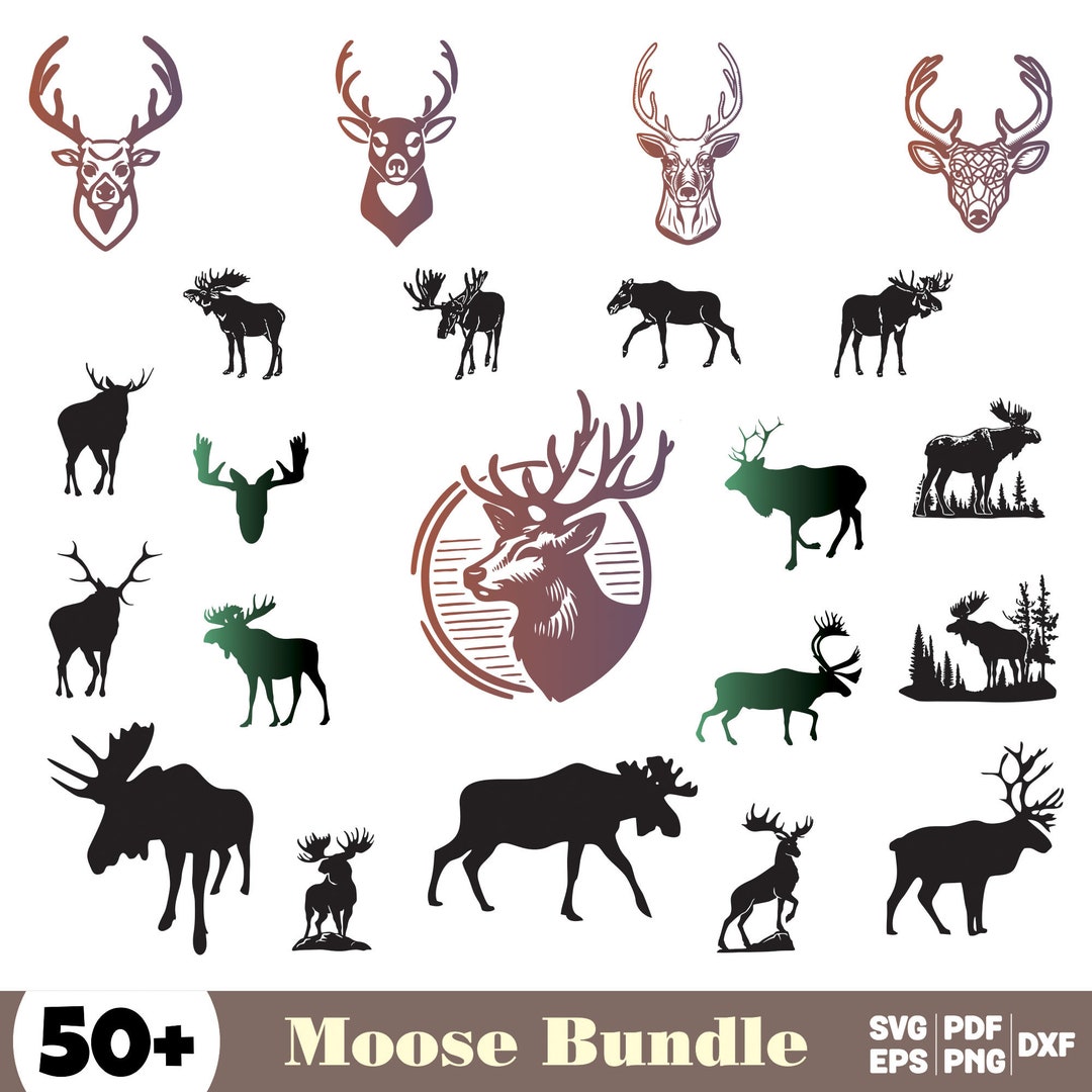 Moose Svg Bundle, Moose Head Clipart for Cricut, Forest Animal ...