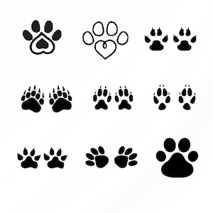 Paw Print Svg Bundle, Dog Paw Clipart for Cricut, Paw Print Vector ...