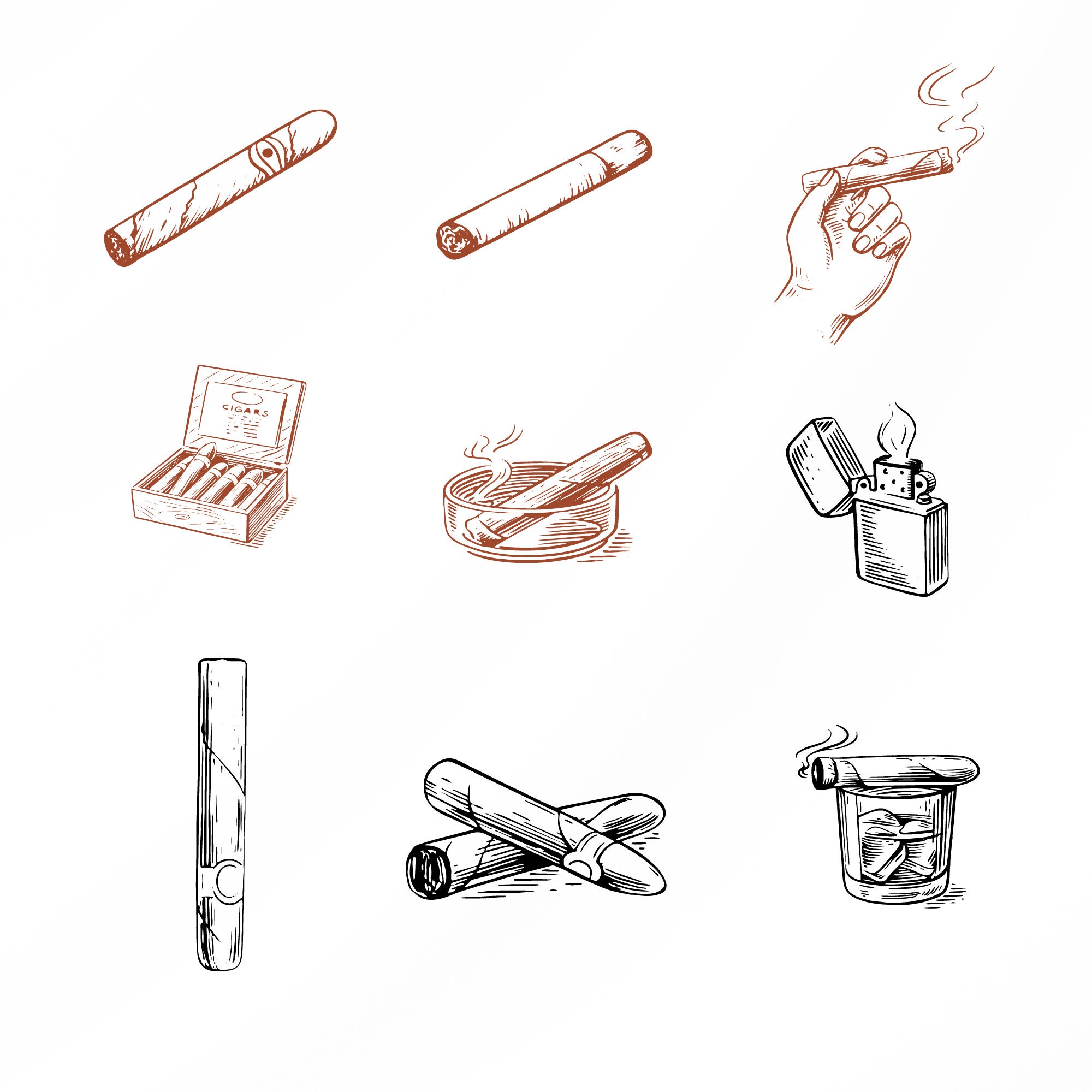 Cigar Svg Bundle, Smoke Clipart for Cricut, Tobacco Silhouette, Cigar ...