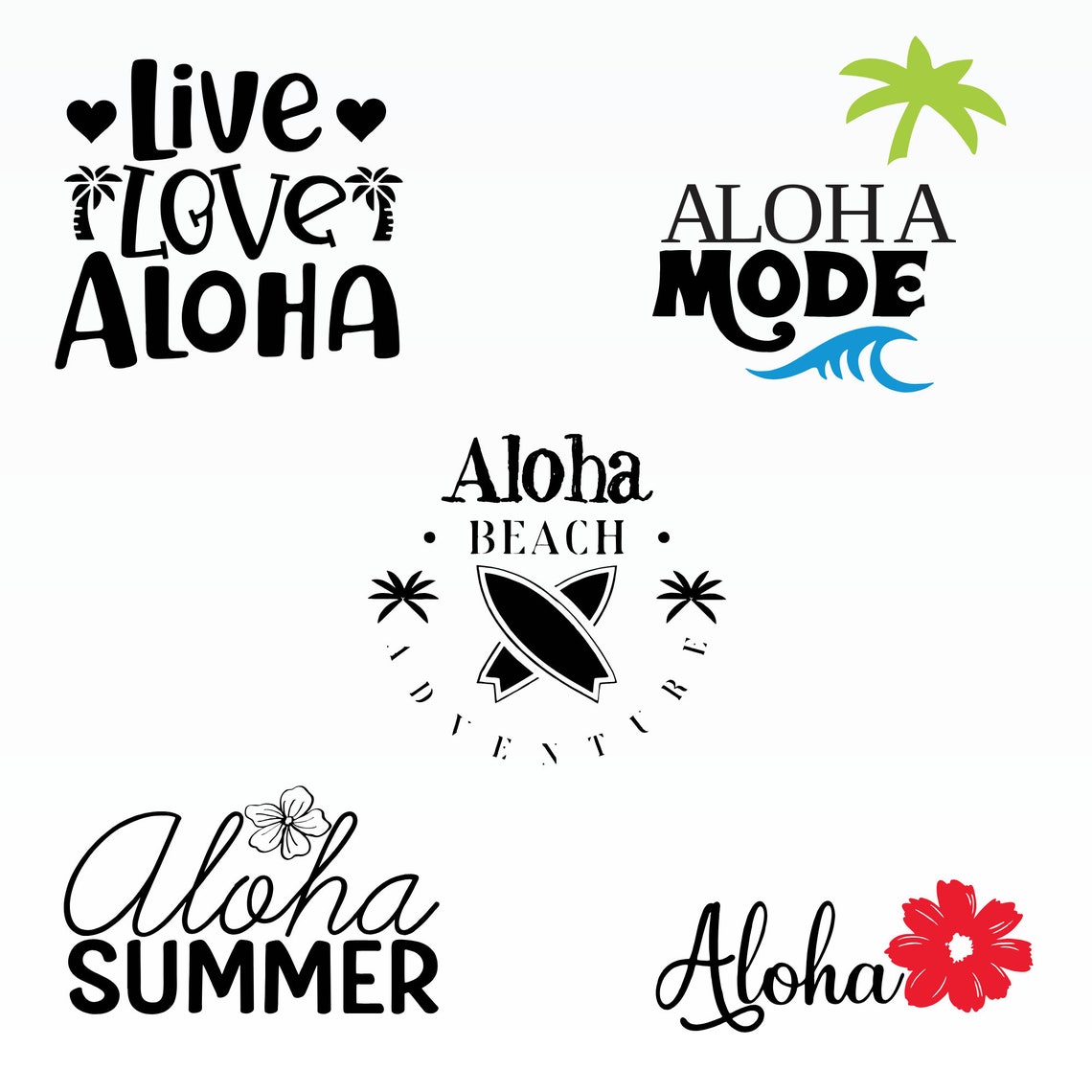 Aloha Svg Bundle, Aloha Clipart for Cricut, Aloha Beaches Silhouette ...