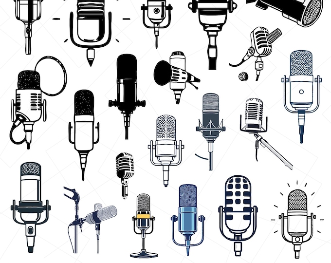 Microphone SVG Bundle, Microphone Clipart, 15 Microphone Icon Cut Files ...