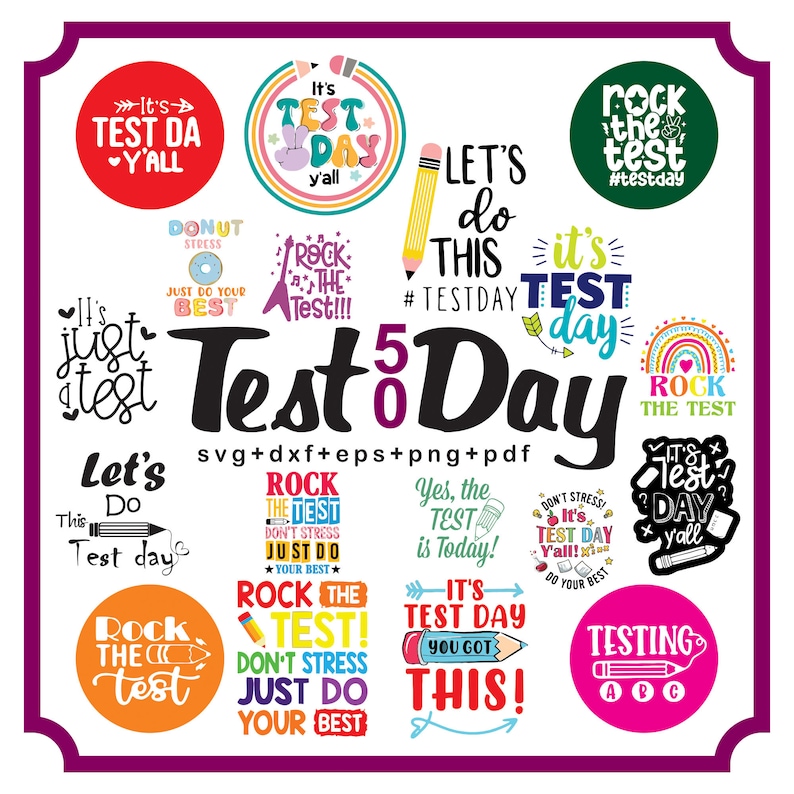 Testing Svg Bundle, Test Day Clipart for Cricut, Exam Days Svg, Testing ...
