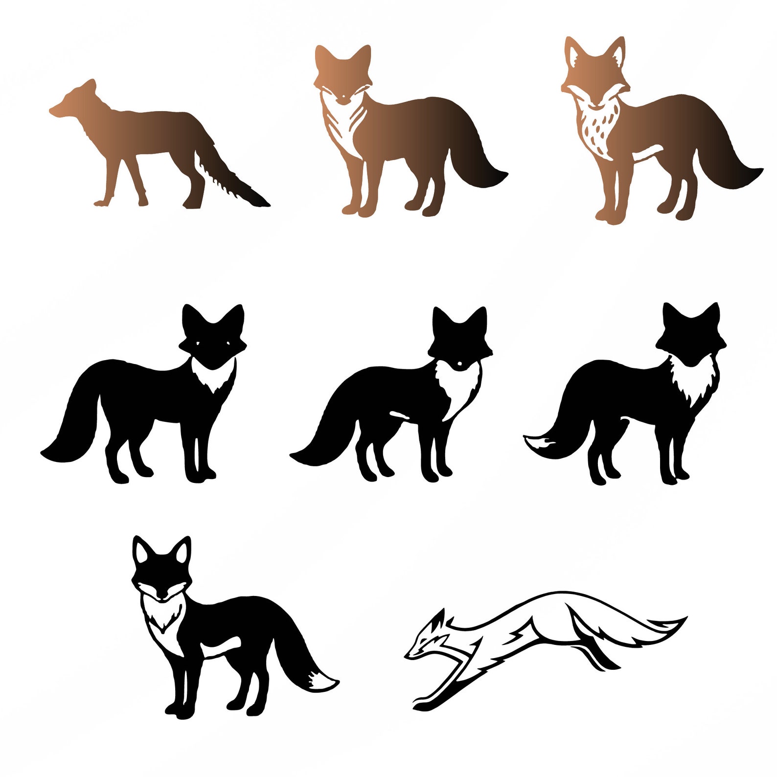 Fox Svg Bundle, Fox Clipart for Cricut, Wild Animal Silhouette, Clever ...