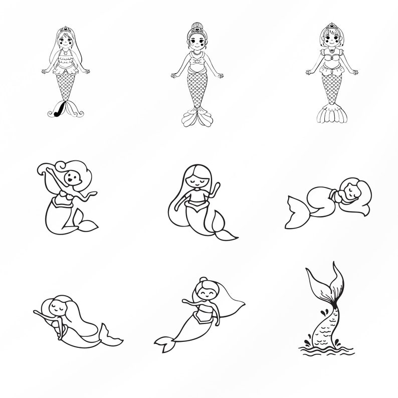 Mermaid Svg Bundle, Mermaid Clipart for Cricut, Cute Mermaid Vector ...