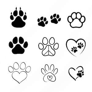 Paw Print Svg Bundle, Dog Paw Clipart for Cricut, Paw Print Vector ...