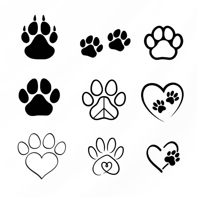 Paw Print Svg Bundle, Dog Paw Clipart for Cricut, Paw Print Vector ...