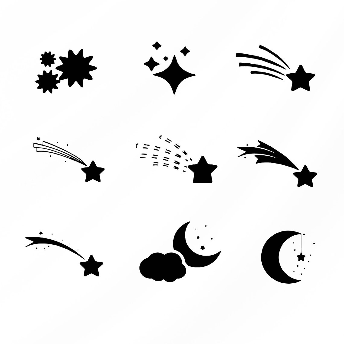 Moon and Stars Svg Bundle, Crescent Moon Clipart for Cricut, Moon Stars ...
