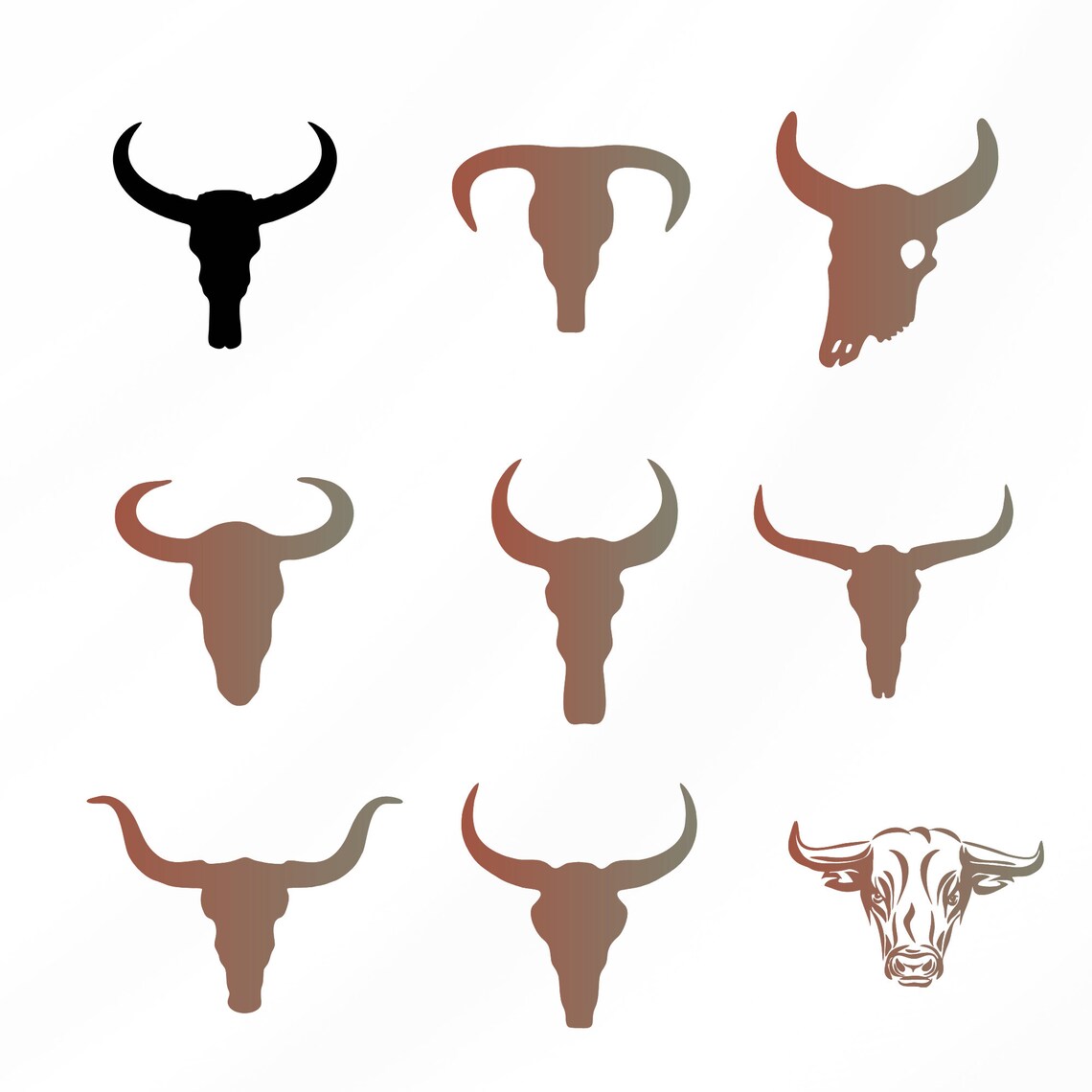 Bull Svg Bundle, Bull Head Clipart for Cricut, Bull Silhouette, Farm ...
