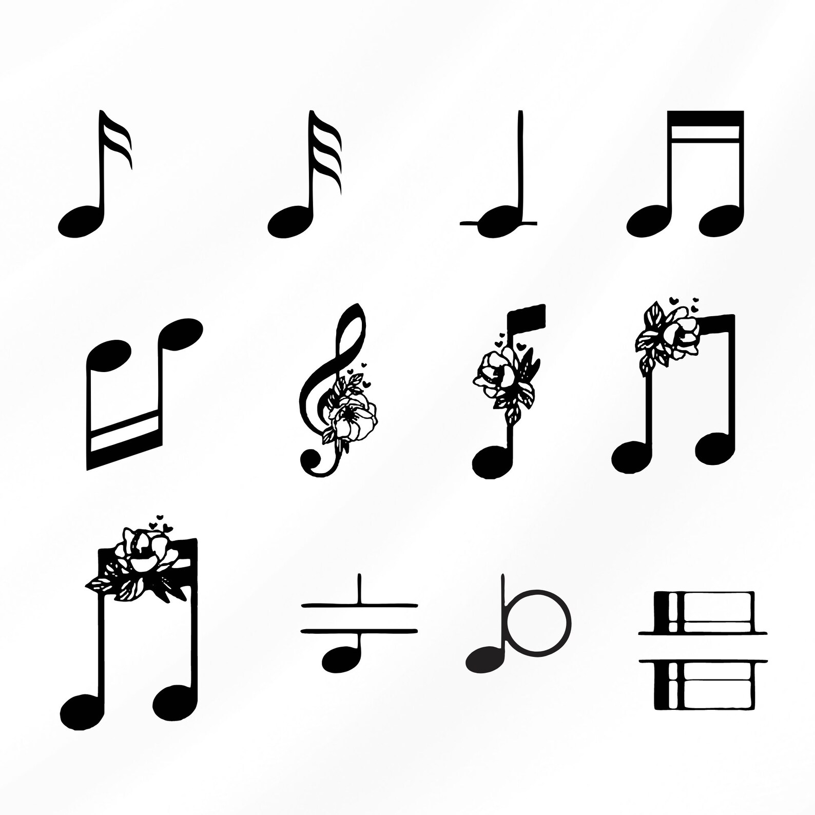 Music Notes Svg Bundle, Music Notes Clipart for Cricut, Music Note ...
