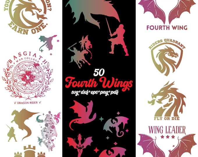 Fourth Wing Dragon Silhouette SVG Bundle (digital Download) - Etsy Canada
