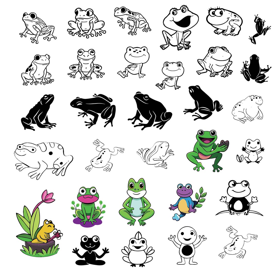 Frog Svg Bundle, Frog Clipart for Cricut, Cute Frog Silhouette ...