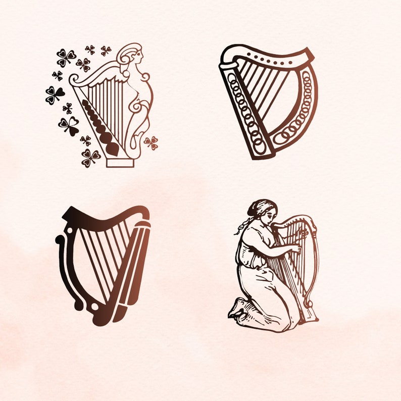 Harp Svg Bundle, Harp Clipart for Cricut, Musical Instruments Cut Files ...