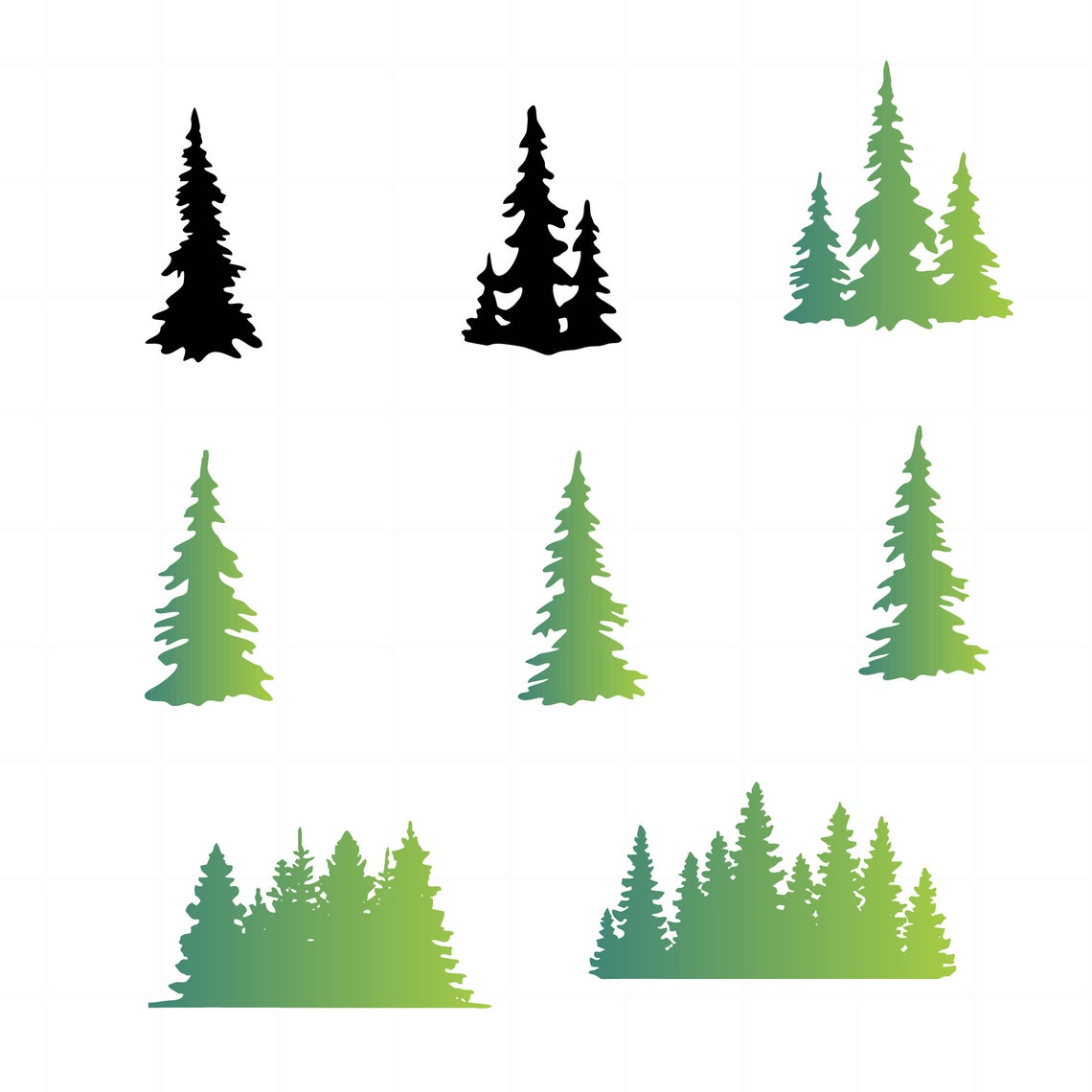 Evergreen Trees Svg Bundle, Pine Tree Clipart for Cricut, Evergreen ...