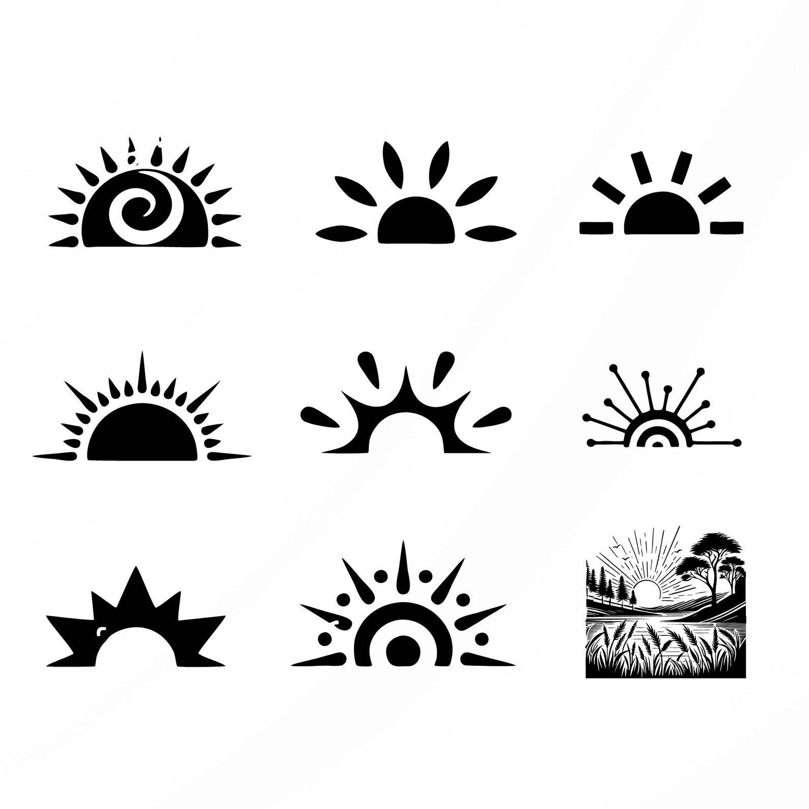 Sun Rise Svg Bundle, Sun Rise Clipart for Cricut, Sunrise Vector, Sun ...
