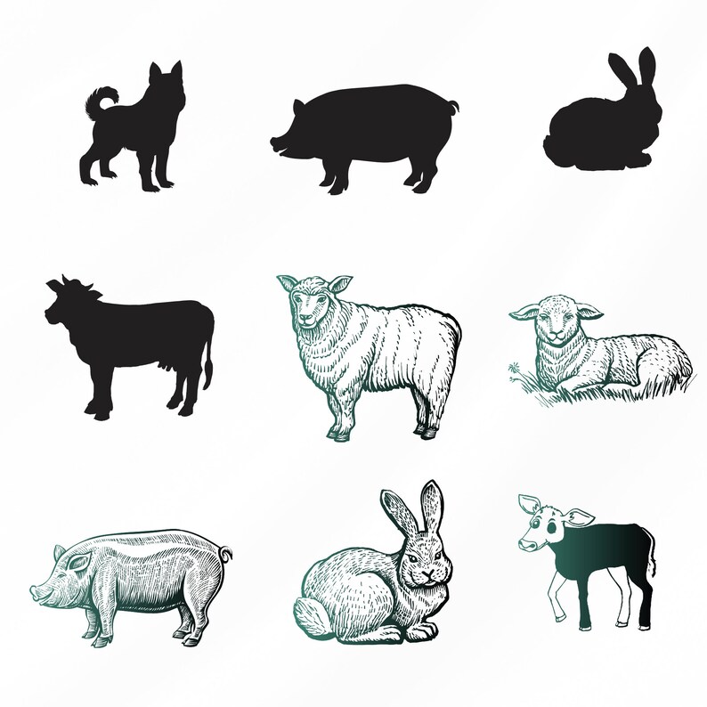 Animals Svg Bundle, Farm Animals Clipart for Cricut, Farm Animals ...