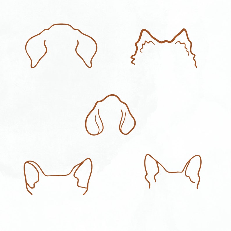 Dog Breed Ears Svg Bundle, Dog Ear Outline Clipart for Cricut, Dog Ear ...