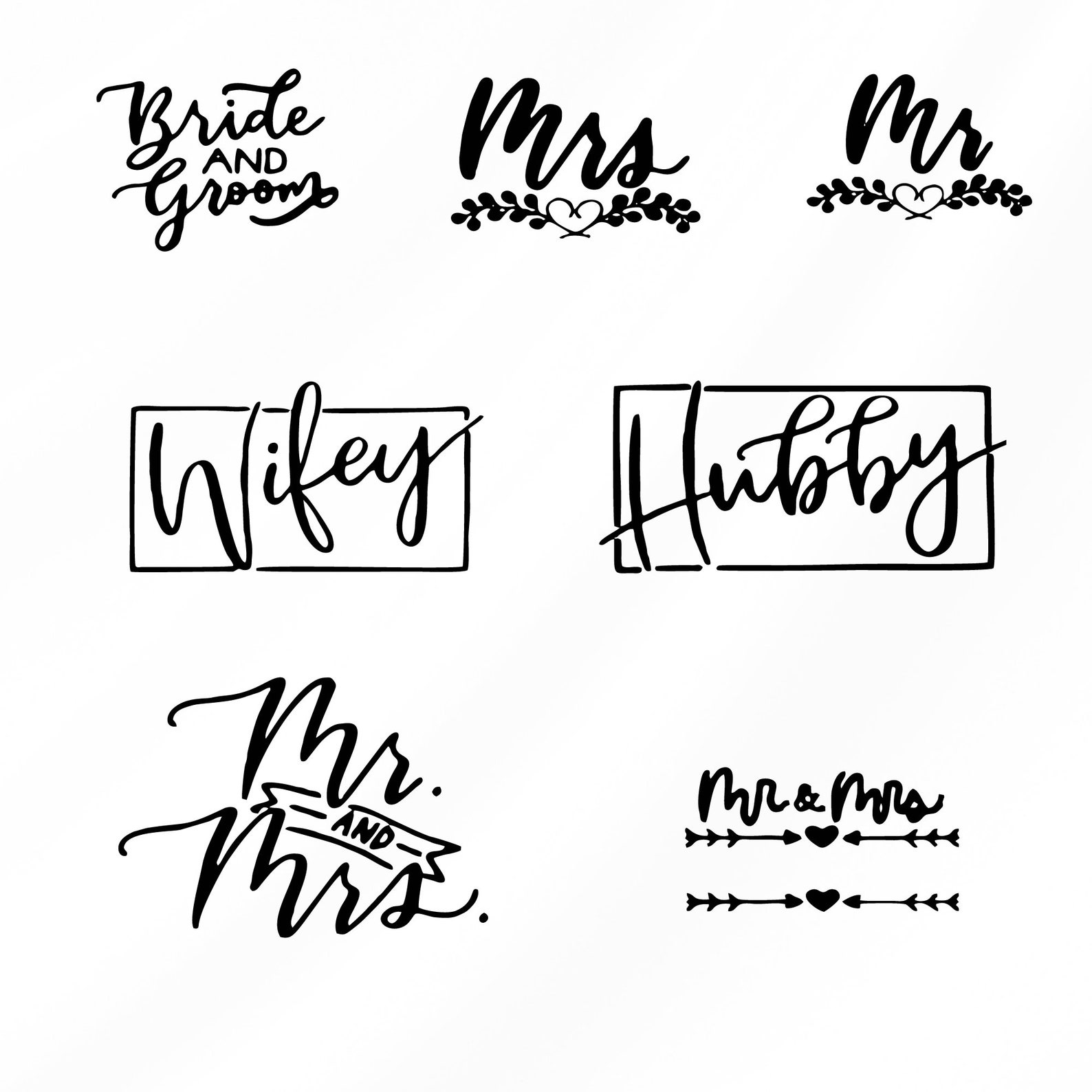 Mr and Mrs Svg Bundle, Mr and Mrs Clipart for Cricut, Wedding ...