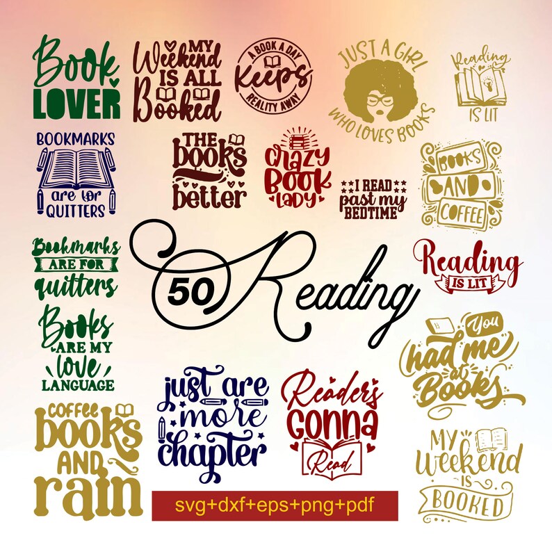 Reading Svg Bundle, Reading Books Clipart for Cricut, Reading ...